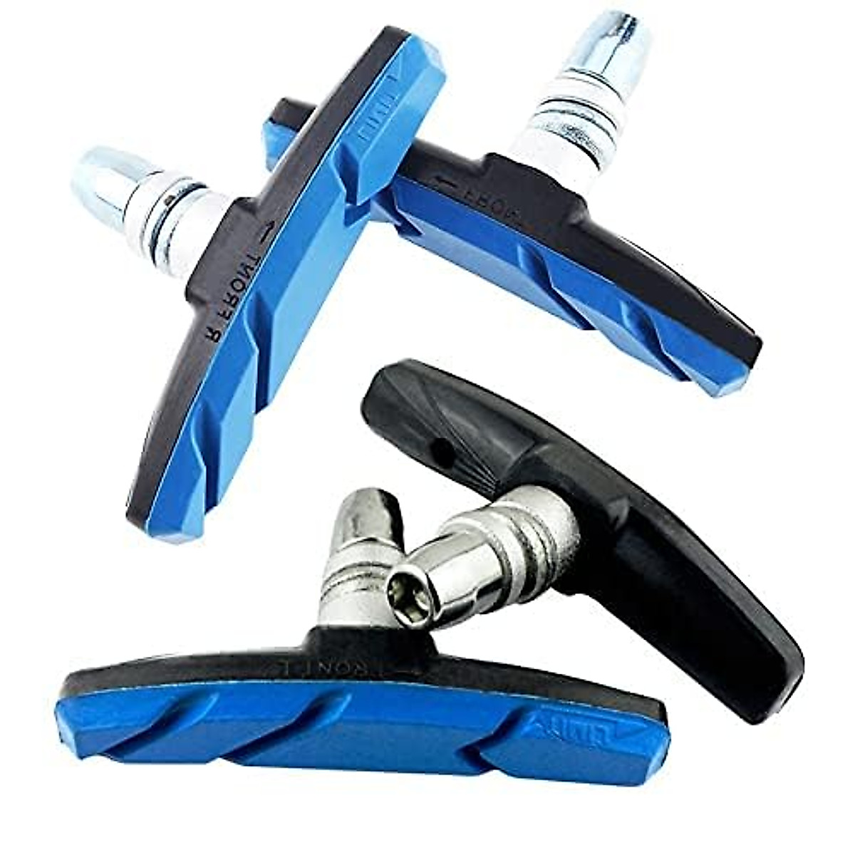 WIROJ 2 Pairs (4 Pieces) MTB Bike Cycle Bicycle Rubber V-Brake Pads No-Noise No-Skid, 70mm (Blue)