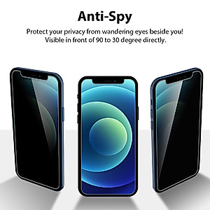 MP-MALL [2+2 Pack] 2 Pack Privacy Screen Protector + 2 Pack Camera Lens Protector Designed for iPhone 12 Mini 5G 5.4-inch, Not Fit for iPhone 12, Tempered Glass 9H Hardness