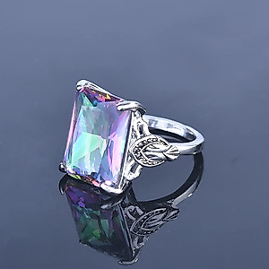 WDIYIEETN Mystic Rainbow Topaz 925 Sterling Silver Ring Women Wedding Engagement Rings Size 6-10 (8)