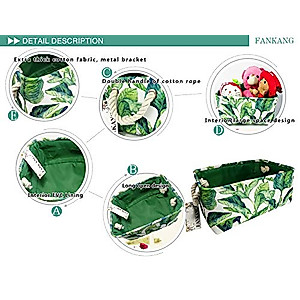 FANKANG Rectangular Laundry Basket Nursery Storage Fabric Storage Bin Storage Hamper,Book Bag,Gift Baskets (Green plant)