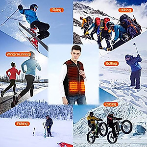 Srivb Heated Vest, USB Charging Heating Vest for Men Women Washable Body Warmer with Battery Pack for Outdoor Camping