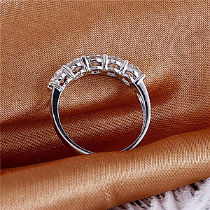 DovEggs 14K White Gold 1.25CTW 4mm F Color Clear Moissanite Engagement Ring Half Eternity Anniversary Wedding Band for Women (8.5)