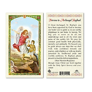 Seven Archangels Laminated Catholic Prayer Cards for Intervention and Guidance, Michael Gabriel Raphael Uriel Barachiel Jhudiel and Sealtiel Holy Cards to Inspire Direct and Support Your Daily Living