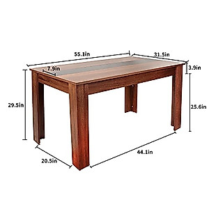 MKJLWO Wooden Dining Table for 4 to 6，Rectangular Dining Room Table Wood Kitchen Table Rustic Farmhouse Dinner Table Restaurant Tables，Walnut