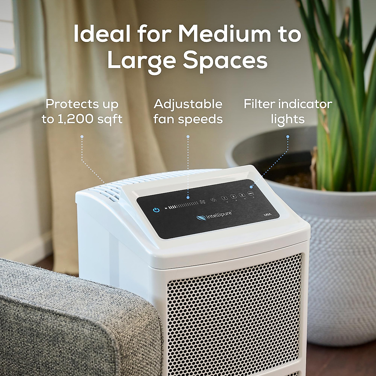 Intellipure Ultrafine 468 Air Purifier - White | Ideal for Medium or Large Spaces Up to 1,200 Square Feet