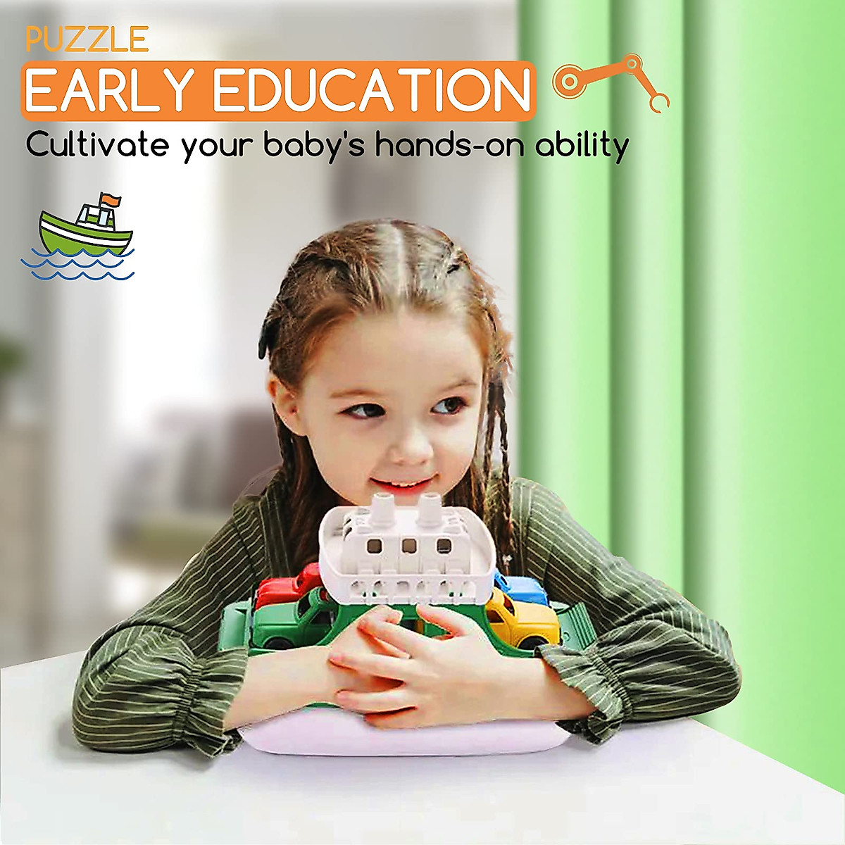 Toy Boat Carrier with 4 Toy Cars, Bath Toys for Toddlers 3-4 Years Old Boys and Girls, Baby Water Toys for Bathtub, Pools and Beach