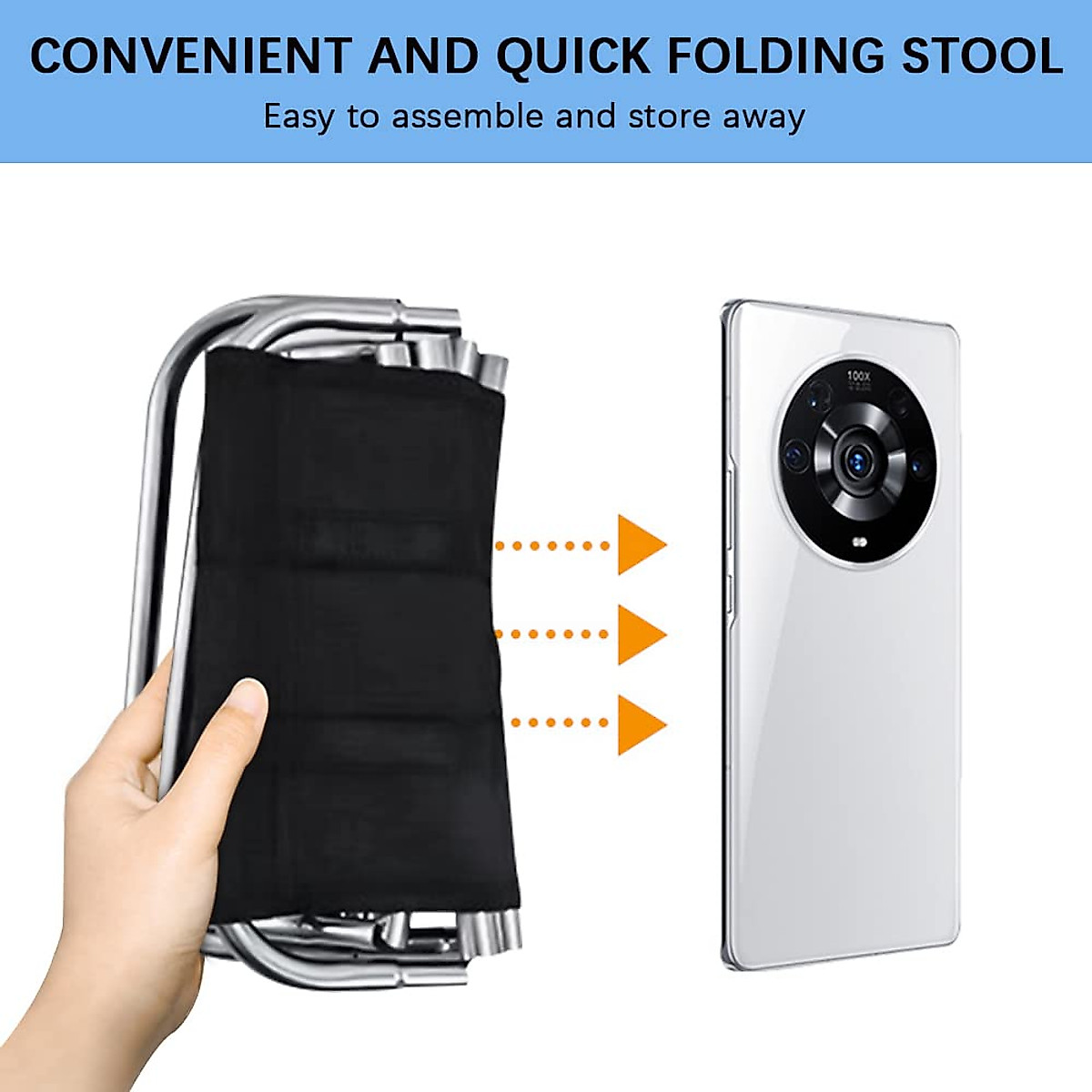 2Pcs Portable Mini Folding Camping Stool, Lightweight Camp Chair for Fishing Hiking, Compact Collapsible Travel Footstool for Outdoor, Beach, Backyard, Lawn,Picnic with Carry Bag (Large)