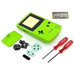 Replacement Full Housing Shell Case Cover Pack with Buttons Screwdrivers for Game Boy Color GBC Repair Part - Apple Green