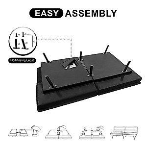 MUUEGM Futon Sofa Bed Memory Foam Convertible Couch Sleeper,Modern Faux Leather Love Seat for Living Room Small Space Apartment Office,Adjustable Backrest Armrest,71" Sofabed, Black-New