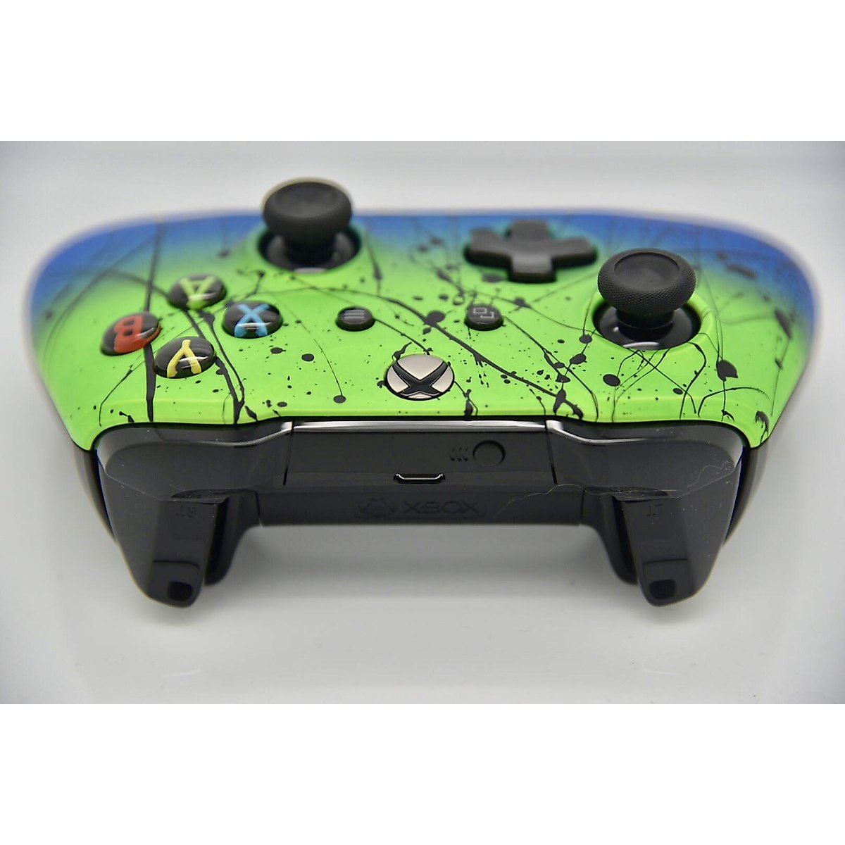 Hand Airbrushed Fade Custom Controller - Compatible with Xbox One (Matte Green & Blue)
