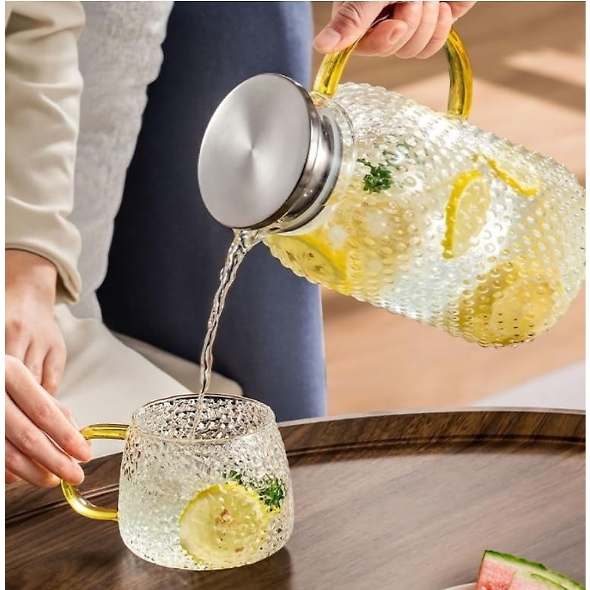 ZYJBM Clear Kettle Teapot High-capacity Kettle Heat-Resistant Glass Bottle with 2 Cup