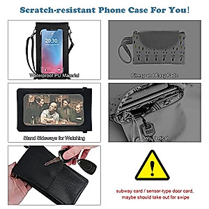 Ansxiy Black Leather Phone Purse with Clear Window, 6.7" Touchscreen Compatibility, Magnetic Closure & Waterproof - Crossbody Wallet Case with Shoulder Strap