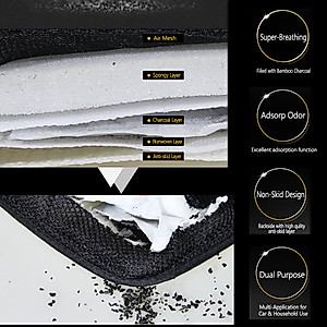 DGQ Natural Bamboo Charcoal Non-Slip Seat Cushion 17.7" 17.7"- Home Office Car Chair Cover Pad Mat (Pack of 1，Black)