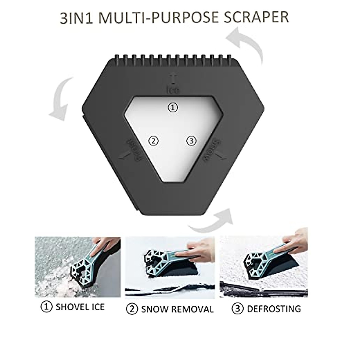 RELSBOA Multi-Purpose Ice Scraper and Snow Wiper Lightweight 29.5 Inches Extendable Car Snow Tool Kit 0.73Lbs Scratch Free (Blue)