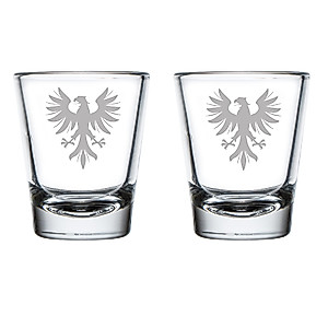 Set of 2 Shot Glasses 1.75oz Shot Glass Tribal Phoenix Eagle Bird