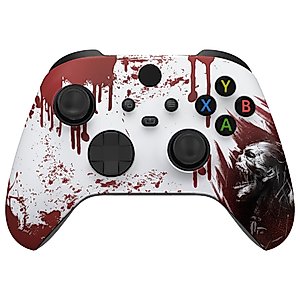 eXtremeRate ASR Version Custom Shell for Xbox Core Wireless Controller - Anti Sticks Rubbing Rings - Replacement Accessories Front Cover Faceplate for Xbox Series X & S Controller - Blue Flame