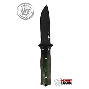 Perkin Hunting Knife With with Leather Sheath Full Tang Fixed Blade Knife Bushcraft Knife - HUNTER DELTA