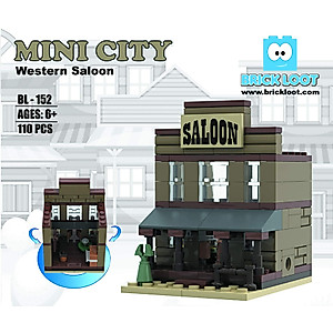 Brick Loot Exclusive Mini City Old Western Saloon - Custom Designed Model - Compatible with Lego and Other Major Brick Brands