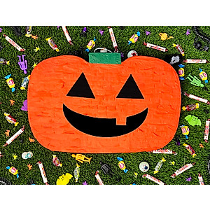 Halloween Pumpkin Piñata with stick 17"x10" Perfect for Halloween Party Decorations, Photo Prop, October Birthday, Funny and Spooky - Fits candy/favors: by Get a piñata