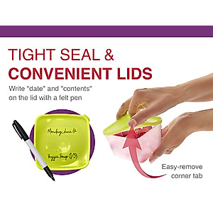 Arrow Home Products 1 Quart Freezer Food Storage Containers with Lids, 6 Pack - USA Made Reusable Freezer Containers for Food Storage - Prep, Store, Freeze - BPA Free, Dishwasher Safe, Durable