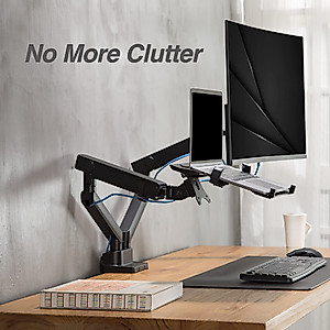 AVLT Laptop and Monitor Arm - Mount 15.6" Notebook and 32" Monitor on 2 Full Motion Adjustable Arms - Organize Your Work Surface with Ergonomic VESA Monitor Mount