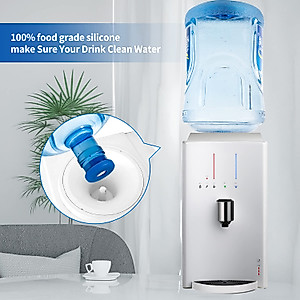 5 Gallon Water Jug Cap Reusable - Non-Spill 55mm Water Bottle Caps,Silicone Replacement Cap Lids Anti Splash 6 Pack