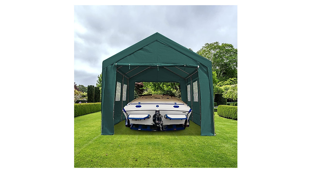 Heavy Duty Carport Canopy with Adjustable Height - Green