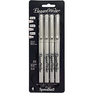 Speedball Elegant Writer Calligraphy 4 Marker Set, Black + 6 Market Set, Assorted Colors, 10 Markers Total for Drawing Journaling and Scrapbooking