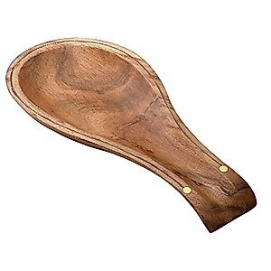 Folkulture Spoon Rest for Kitchen Counter, Spoon Holder for Stove Top or Countertop, Perfect Holder for Spatula, Spoons or Tongs, Modern and Rustic Spoon Rest for Farmhouse, Acacia Wood, 10 Inches