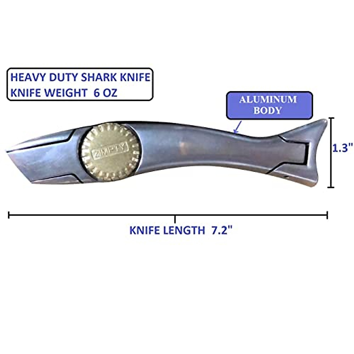Zimpty shark knife with utility knife and 10 pcs blades combo | Box Cutter Heavy Duty Shark Knife Vinyl Knife Utility Knife Roofing Knife Delphin Dolphin Carpet Knife