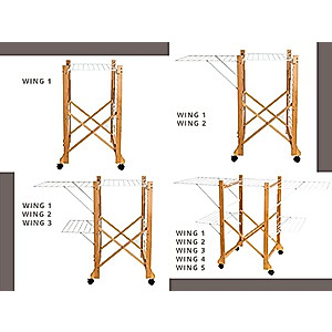 Scandinaf Foldable Clothes Drying Rack | Collapsible Drying Racks for Laundry | Extra Large and Heavy Duty Clothing Drying Rack with Iron Wires and Wooden Legs and 2 Levels with 91 Ft Drying Area