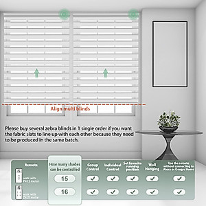 Yoolax Motorized Zebra Blinds Works with Alexa, Motorized Blinds with Remote Custom Size, Privacy Electric Blinds Zebra Blinds for Windows (White Matte)