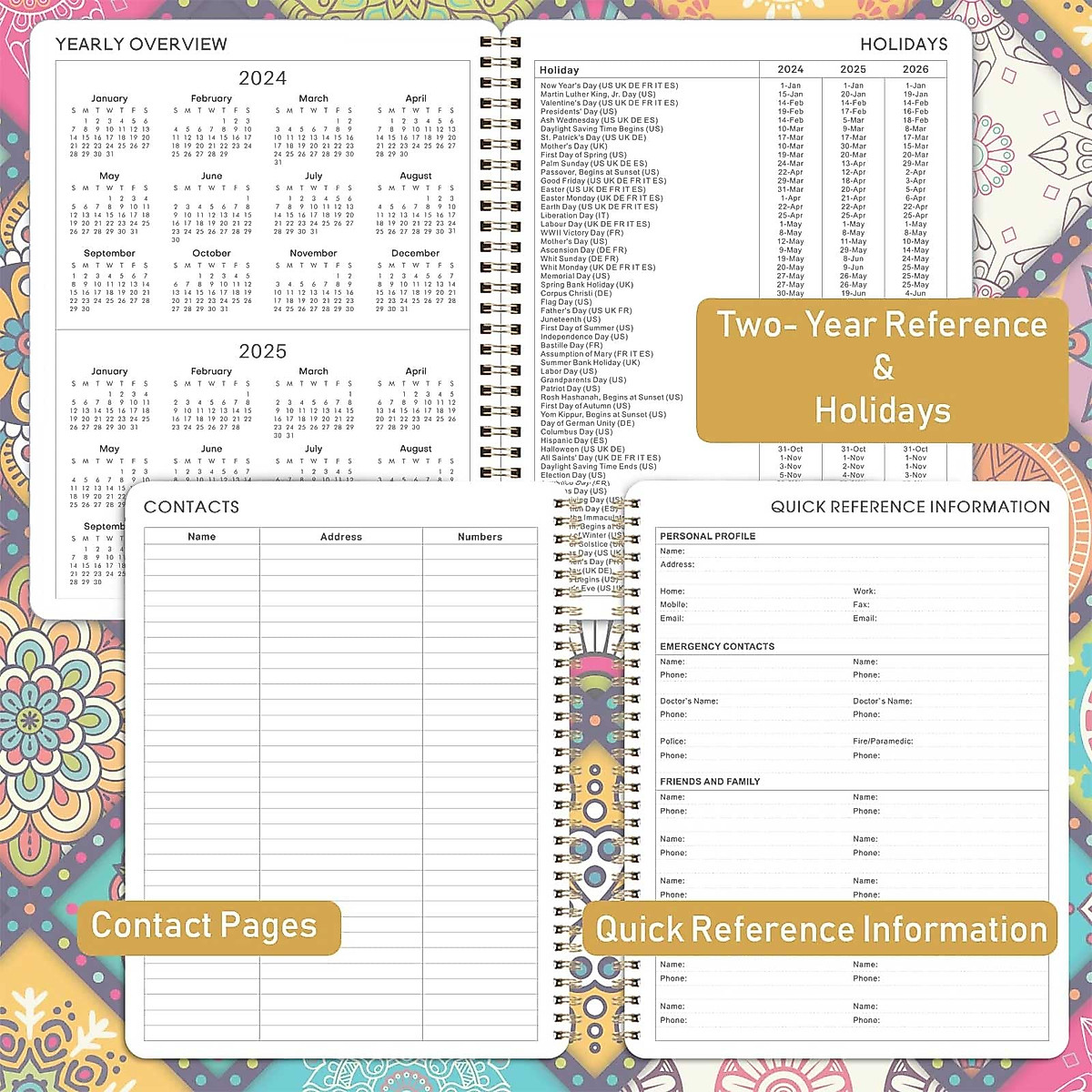 2024-2025 Planner - Academic Planner 2024-2025, July 2024 - June 2025 Calendar Planner, 8" x 10", Weekly Monthly Planner 2024-2025 with Contacts