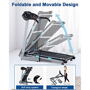 BORGUSI Treadmill with 12% Auto Incline and Bluetooth Speaker - 300 lb Capacity, 3.0HP Folding Electric Treadmill Up to 8.5 MPH Speed, Running Machine with 17.5" Wide Tread Belt for Home Use