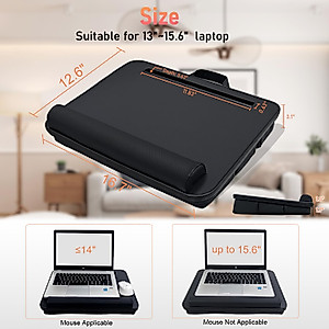 Kapogo Lap Laptop Desk, Portable Lap Desk with PVC Leather Cushion, Tablet Holder, Wrist Support, Fits up to 15.6 Inch Laptops, Lap Tray for Laptop, Writing, Home Office, Students (Medium)