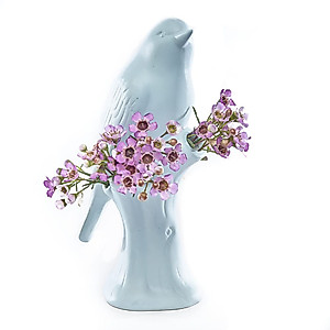 Chive - Unique Ceramic Bird Vase, Small Bud Vase for Short Flowers like Mini Roses, Decorative Floral Vase for Home Décor and Flower Arranging, Perfect Table Vase for a Single Flower (Matte Baby Blue)