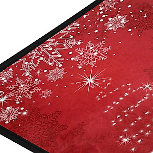 AGONA Anti Fatigue Kitchen Mat Christmas White Snowflakes Red Kitchen Floor Mat Winter Soft Standing Mats Absorbent Area Rugs Non Slip Kitchen Rugs Christmas Doormats Carpet for Christmas Home Decor