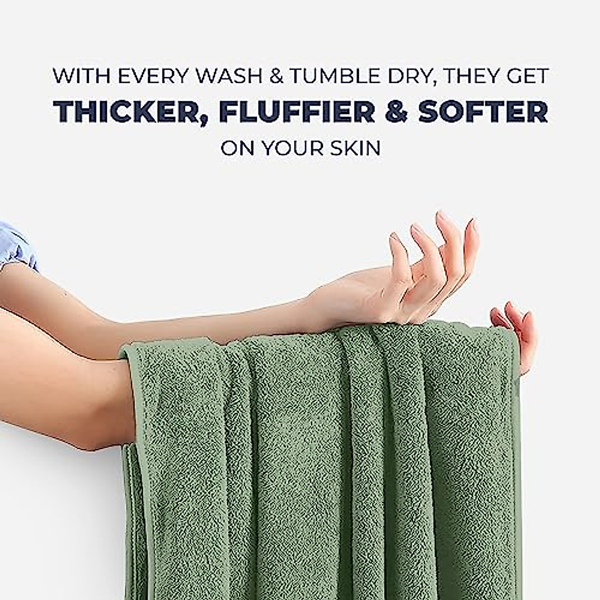 Sage Green Hand Towels - Made from 100% Pure Egyptian Cotton - 600 GSM - Quick Dry and More Absorbent Than Turkish Hand Towels - Extra Large Size 19" x 35"