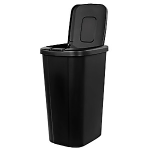 Generic 13.3 Gallon Trash Can, Plastic Touch Top Kitchen Trash Can, Black (2 Pack)