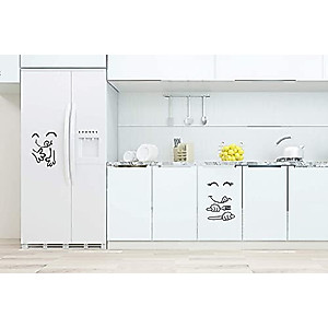 AUEAR 2 pc Cute Sticker Fridge Happy Delicious Face Kitchen Fridge Wall Refrigerator Vinyl Stickers Cute Stickers