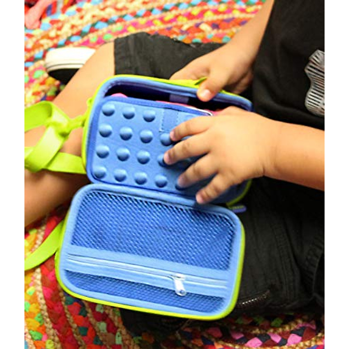 CASEMATIX Camera Case Compatible with VTech KidiZoom Camera and Camera Accessories with Shoulder Strap and Padded Interior Divider, Blue Travel Case Only