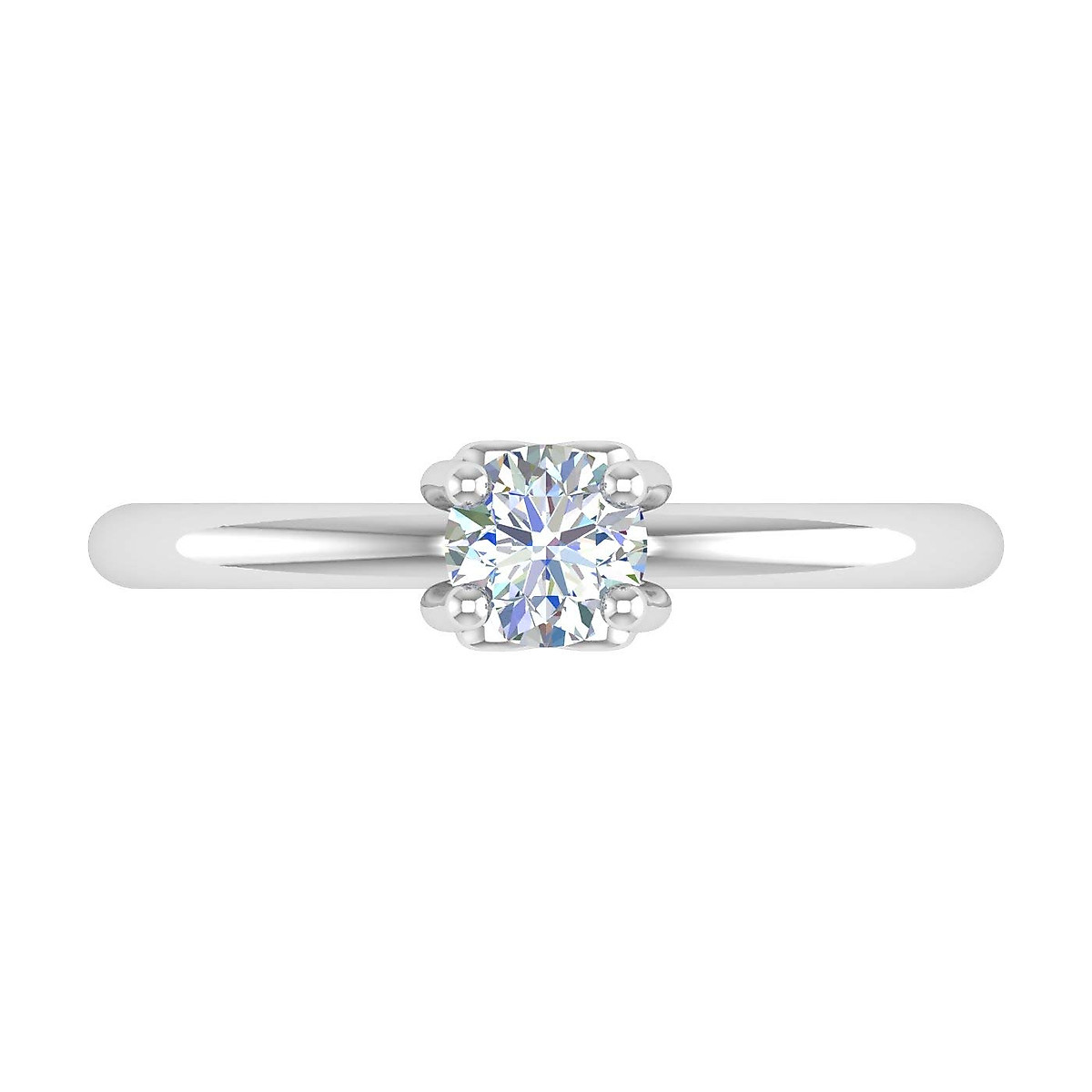 1/4 Carat 4-Prong Set Diamond Solitaire Engagement Ring Band in 10K White Gold (Ring Size 7.5)