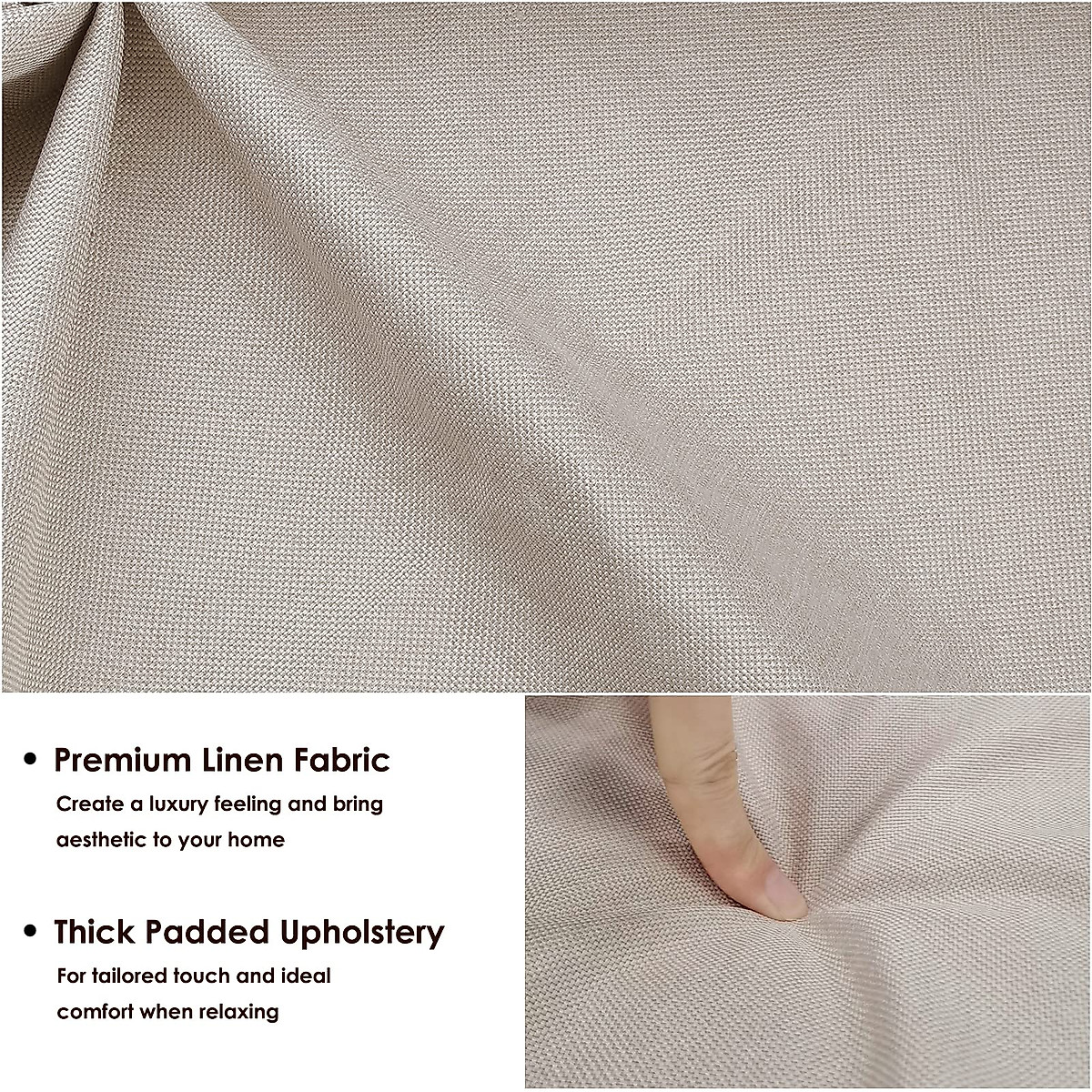 HOSTACK King Bed Frame with 4 Storage Drawers, Upholstered Platform Bed Frame with Button Tufted Headboard, Heavy Duty Mattress Foundation with Wooden Slats, No Box Spring Needed (Beige, King)