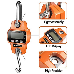 Digital Hanging Scale 660 LB 300 KG - Professional Heavy Duty Waterproof Fish Scale - Portable Durable Crane Scale for Luggage Weight Suitcase Hunting Farm Bike Bow Fish Weight Fishing Scale