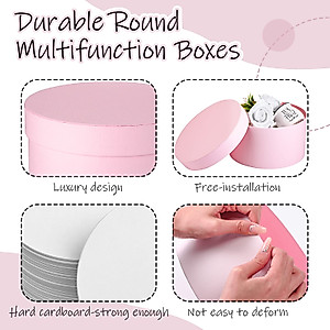 Nuenen Gift Boxes with Lids Floral Foam Set Round Boxes Flower Arrangements Supplies Round Floral Foam Round Boxes for Flowers for Mother's Day Bridesmaid Wedding(Pink)