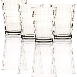Circleware Matrix Juice Drinking Glasses, 4 piece Set, Heavy Base Tumbler Beverage Ice Tea Cups, Home & Kitchen Entertainment Glassware for Water, Milk, Beer, Whiskey Bar Decor, 7 oz, Clear