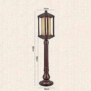 MODEBHD European Outdoor Glass Pillar E27 Lantern Lawn Lights Garden Lawn Lamps 0.8M Waterproof Landscape Lighting Post Light Park Floor Lamp Street Post Light Decoration Illumination, Brown