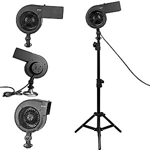 Mugast Studio Wind Hair Blower Stream Fan, Portable Photography Fan Blower Stage Special Effect Blowing Machine for Fashion Portrait Photo Shooting, Aluminum Alloy (Black)