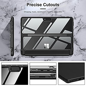 MoKo Designed for Surface Pro 9 Case/Surface Pro 8 Case, Crystal Clear Multi-Angle Shockproof Cover for Microsoft Surface Pro 9 (2022), Work with Surface Pro Signature Keyboard, Black