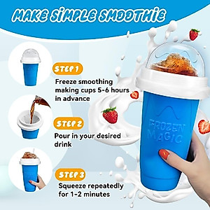 Slushie Maker Cup, Magic Frozen Slushy Maker Squeeze Cup, Smoothie Squeeze Cup for Juices, Milk Shake Ice Cream Maker, Cooling Cup (Pink, Large)